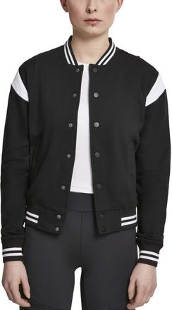 Urban Classics Damen Ladies Inset College Sweat Jacket Sweatjacke, per Pack Schwarz (blk/wht 00050), XXXXX-Large (Herstellergröße: 5XL)