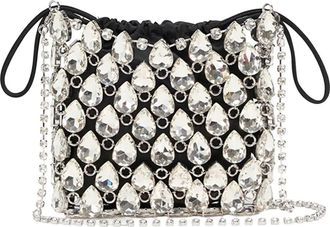 Self Portrait Silver Crystal Chainmail Mini Bag