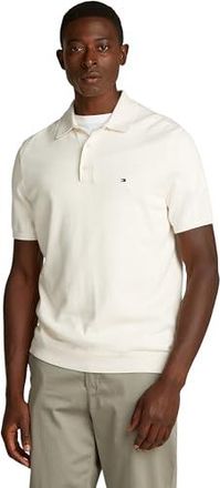 Tommy Hilfiger Polo Manches Courtes Homme Essential Cotton Knitted Épais, Ivoire (Ivory Petal), 3XL