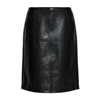 Jil Sander Leder-Midirock - - Skirts - Damen - Schwarzk - XL