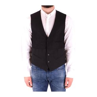 Antony Morato Homme, Vestes, Noir, Taille: XS Gilet sans Manches avec Fermeture Boutonn&eacute;e et Col en V D&eacute;gag&eacute;