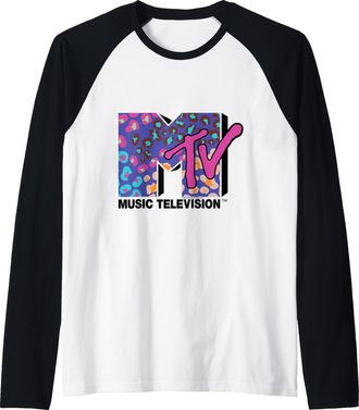 Giesswein Retro Lilac Leopard Print Music TV Logo Raglan