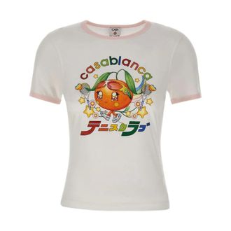 Casablanca T-shirt Ringer Mascotte - Femme - Tops - Blanc - Taille: 38 FR
