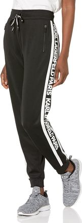 Karl Lagerfeld Damen Jogginghose mit Blockbuchstaben-Logo Trainingsanzug, Schwarz/Weiß, X-Groß