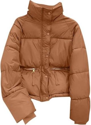 Generic 2026 Printemps Chaud Veste Courte Femme avec Col Montant Manteau dhiver &eacute;pais et confortable Coupe ample Pain pour temps froid, kaki, XXL