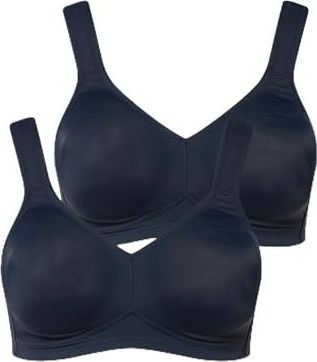 Ulla Popken Mikrofaser-BH, 2er Pack Cup C-D Soutien-Gorge, Bleu Nuit, 120DD Femme