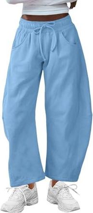 Generico Pantalon De Jogging Femme Taille Haute Pantalon D&eacute;contract&eacute; Jambe Large Athl&eacute;tique Pantalon Avec Poches Curvy Sport Confortable Pantalon &Eacute;l&eacute;gant Panta