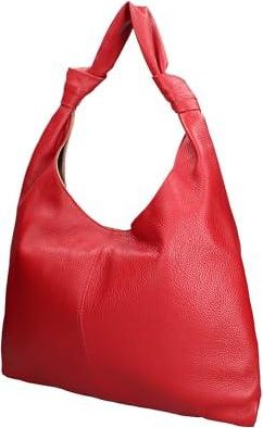Gave Lux Sac &agrave; bandouli&egrave;re pour femme en cuir v&eacute;ritable Made in Italy 41x28x3 cm GLX228113923FBG, rouge, Taille unique