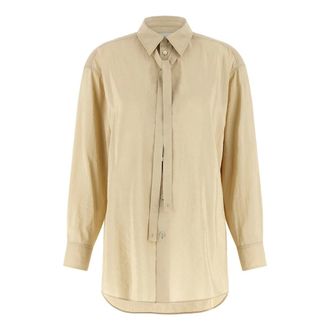 Christophe Lemaire Femme, Blouses et Chemises, Beige, Taille: 36 FR Long Tie-Detail Silk Shirt