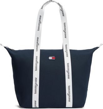 Tommy Jeans Tragetasche TOMMY JEANS TJW ESS DAILY TOTE, Damen, Gr. B/H/T: 52cm x 34cm x 22cm, nachtblau, Textil, Taschen, Schultertasche, Shopper mit kontrastiven