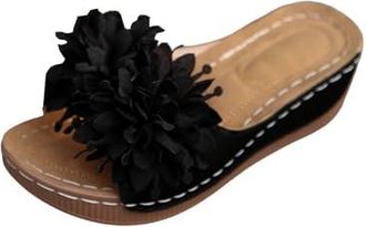 Generic Pantoufles compens&eacute;es d&eacute;contract&eacute;es &agrave; bout ouvert pour femme - &Eacute;l&eacute;gantes, confortables, respirantes, polyvalentes, larges, &agrave; enfiler - Pour la plage e