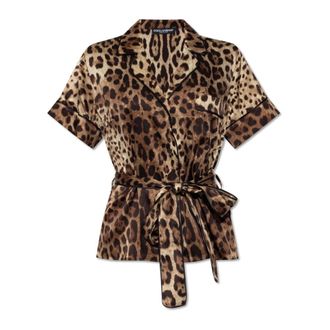 Dolce & Gabbana Chemise en soie Animalier - Femme - Blouses et Chemises - Beige - Taille: 36 FR