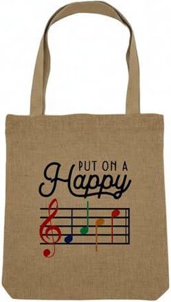Fabulous Sac Shopping Tote Bag Aspect Lin - Put On a Happy Face Music Musician Instrument Solfeggio - Sac de Courses Toile Epaisse 360g Beige Naturel Cabas Por