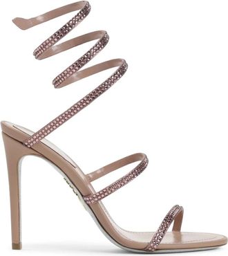 Rene Caovilla Femme, Chaussures, Beige, Taille: 39 EU Élégantes Sandales en Satin Nude Neutrals