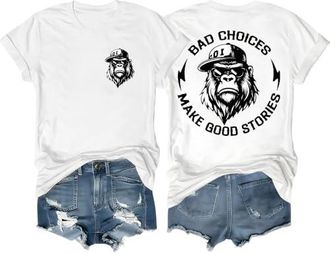 Generic Bad Choices Make Good Stories T-shirt humoristique singe graphique pour homme et femme, blanc, L