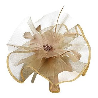 Generic Bibi pour femme - Chapeau de mariage - Chapeau &agrave; clip - Voile - Bandeau - Tea Party - En maille - Pour l&eacute;glise, Halloween, cocktail, club, or, Taille 