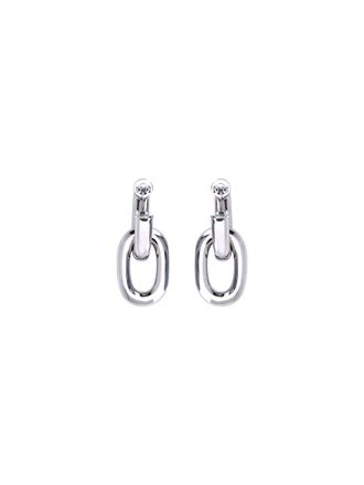 Paco Rabanne Womens Double Xl Link Earrings Silver Resin; Alluminio