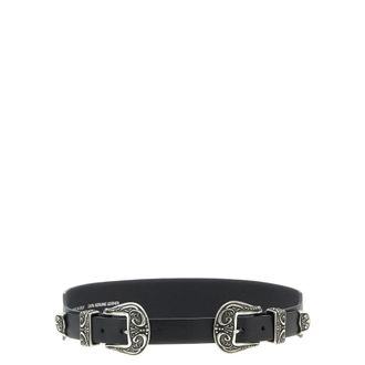 Golden Goose Doppel Schnalle Lederg&uuml;rtel mit Waschung - - Accessories - Damen - Schwarzk - 75 CM