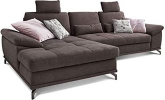 Cavadore Cavadore L-Form-Sofa Castiel mit Federkern / Großes Schlafsofa in L-Form mit Bettkasten, Sitztiefenverstellung, Kopfstützen und XL-Longchair / 312 x 1