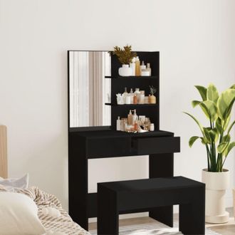 vidaXL Coiffeuse avec miroir noir 74,5x40x141 cm
