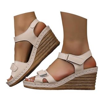 Generic Sandales orthop&eacute;diques avec soutien de la vo&ucirc;te plantaire - Sandales &agrave; lani&egrave;res pour femme - Chaussures de marche compens&eacute;es confortables - Semelle in