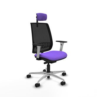 Piqueras y Crespo Ergonomischer Computerstuhl Alares mit wei&szlig;en und schwarzen Armlehnen, h&ouml;henverstellbare Lendenwirbelst&uuml;tze und h&ouml;henverstellbares Kopfteil, Schwarz /