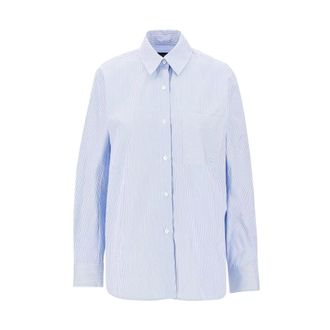 Emporio Armani Gestreiftes Baumwoll-Popeline-Hemd - - Blouses & Shirts - Damen - Blau - S