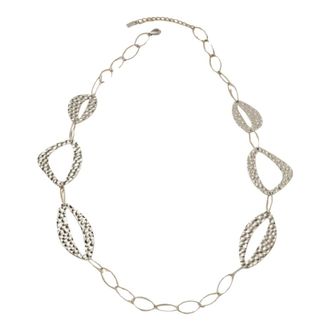 Dansk Copenhagen Ragna Waterproof Silver Stainless Steel Long Statement Necklace - Hammered Finish - - Accessories - Damen - Grau - ONE SIZE