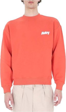 Autry Homme, Sweatshirts et sweats &agrave; capuche, Rouge, Taille: S Felpa girocollo in cotone logo