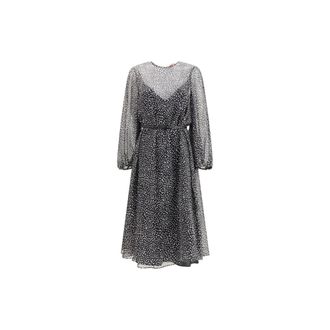 Max Mara Robe d&eacute;contract&eacute;e en soie au design &eacute;l&eacute;gant - Femme - Robes - Noir - Taille: 38 FR