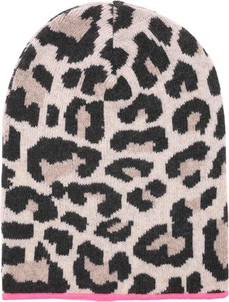 Zwillingsherz Slouch-Beanie-M&uuml;tze im Leo Design mit Kaschmir - Hochwertige Strickm&uuml;tze f&uuml;r Damen M&auml;dchen - Hat - Pailletten Stern - One Size - Sommer Herbst und Win