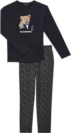 Arthur Pyjama Homme, Ensemble Manches Longues et Pantalon - 100% Coton Bio Chaud et Doux pour lhiver - Motif Champagne Bulles Noir - Taille XL