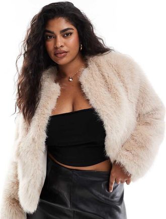 4th & Reckless Jacke aus Kunstpelz in Beige mit kurzem Schnitt und Taschendetail-Neutral