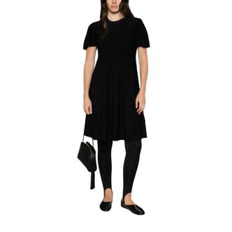 Emporio Armani Gestreifter Strick-Midikleid mit Stufen - - Dresses - Damen - Schwarzk - M