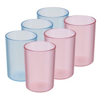 NUOBESTY NUOBESTY Zahnb&uuml;rstenbecher und Mundsp&uuml;lbecher 6 St&uuml;ck aus Kunststoff mit 3 Blauen und 3 Rosa Bechern f&uuml;r Badezimmer und Reise