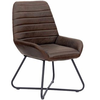 Massivmoebel24 Stuhl Echtleder 59x68x93 dunkelbraun IRON LABEL 16