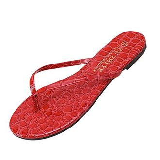 Generic Tongs de bain pour femme - Antid&eacute;rapantes - Noir - &Eacute;l&eacute;gantes - Pour le printemps - Avec talon - Pour l&eacute;t&eacute; - Chaussures de plage ouvertes, rouge, 39 EU