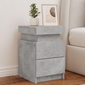 vidaXL Nachttische mit LED-Leuchten 2 Stk. Betongrau 35x39x55 cm Vidaxl