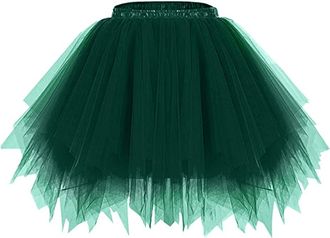 Minetom Damen T&uuml;llrock T&uuml;t&uuml; Rock Kurz Crinoline Tutu Rockabilly Minirock A Gr&uuml;n 04 Einheitsgr&ouml;&szlig;e