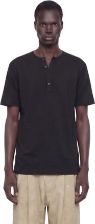 Ziggy Chen Henley Neck Gathered T-shirt