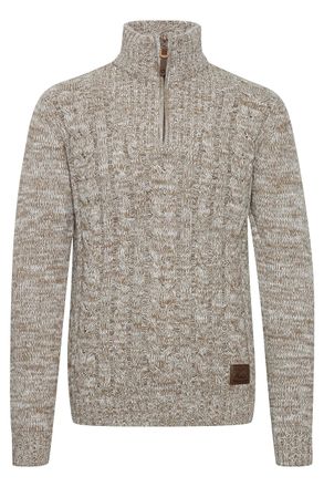 Solid SDPankraz Herren Strickpullover Troyer Grobstrick Pullover mit Zopfstrickmuster Rei&szlig;verschluss 100% Baumwolle Regular fit, Gr&ouml;&szlig;e:L, Farbe:Dune (5409)