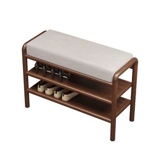 Generic Schuhbank mit Verdicktem Kissen Massivholzmaterial Stabile und Tragfähige Schuhregalbank für Eingangsbereich Schlafzimmer Wohnzimmer Flur(60cm/23.6in)