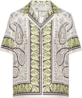 Tory Burch Femme, Blouses et Chemises, Beige, Taille: 38 FR Chemise Imprim&eacute;e en Soie