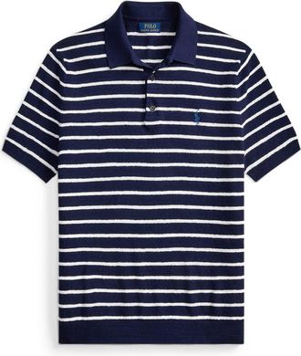 Ralph Lauren Strick-Poloshirt mit Ringelstreifen und Pony-Stickerei in