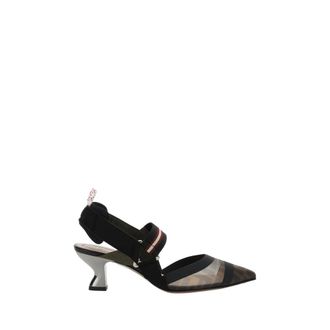 Fendi Mesh Toe Sling-Back Kitten Heel Pumps - - Shoes - Damen - Schwarzk - 35 1/2 EU