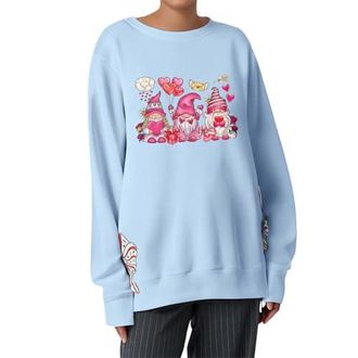 Generic Sweat &agrave; capuche &agrave; manches longues et col rond avec imprim&eacute; floral brod&eacute; sur le c&ocirc;t&eacute; pour femmes (4), bleu clair, M