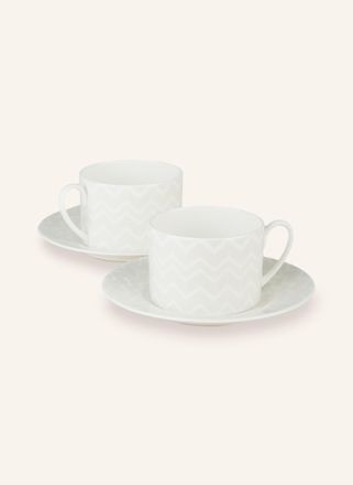 Missoni Missoni Home 2er-Set Henkelbecher Zig Zag Mit Untertassen weiss
