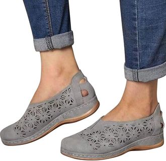 Minetom Damen Slipper Flache Atmungsaktive Cutouts Römersandalen Modische Geschlossene Slippers Frauen Low Top Halbschuhe Slip On Bootsschuhe Schlupfschuhe Lä