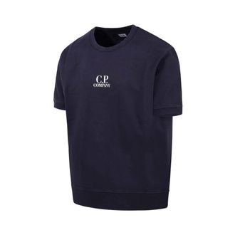 C.P. Company C.p. Company - SweaT-shirt Molleton Stretch Manches Courtes - Homme - Tops - Bleu - Taille: S