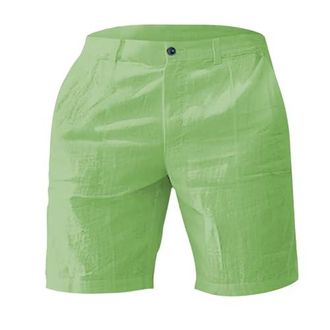 Generic Short en lin pour homme, taille &eacute;lastique, jambe droite, short chino extensible, d&eacute;contract&eacute;, l&eacute;ger, pour la marche, le travail, le salon, les vacance